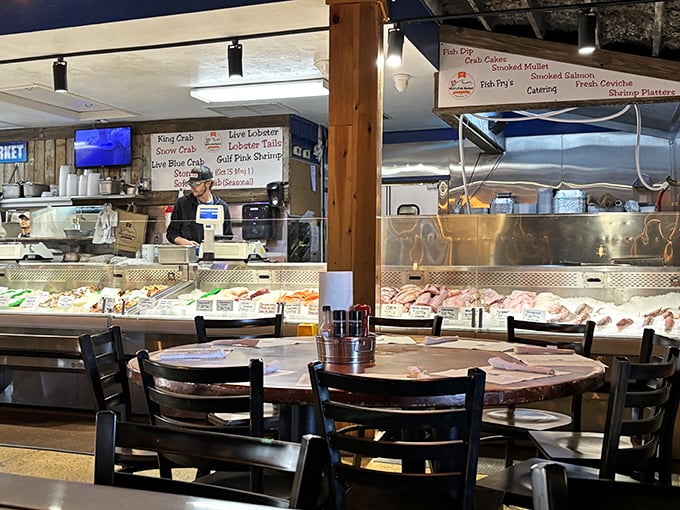 The fish market counter – where you can point, order, and have your selection cooked just minutes later. Seafood democracy at its finest!