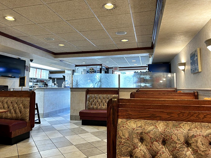 Inside, no-nonsense booths and practical decor set the stage for what matters most here—the food that keeps locals coming back decade after decade.