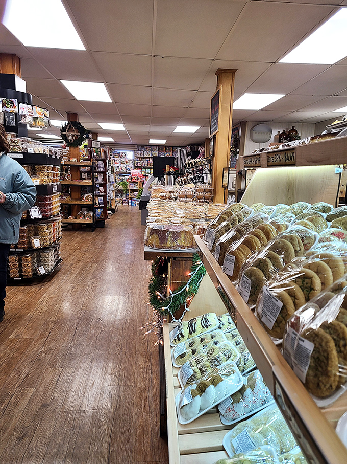 Wooden shelves lined with treasures that would make Willy Wonka jealous. This is what heaven's waiting room looks like.