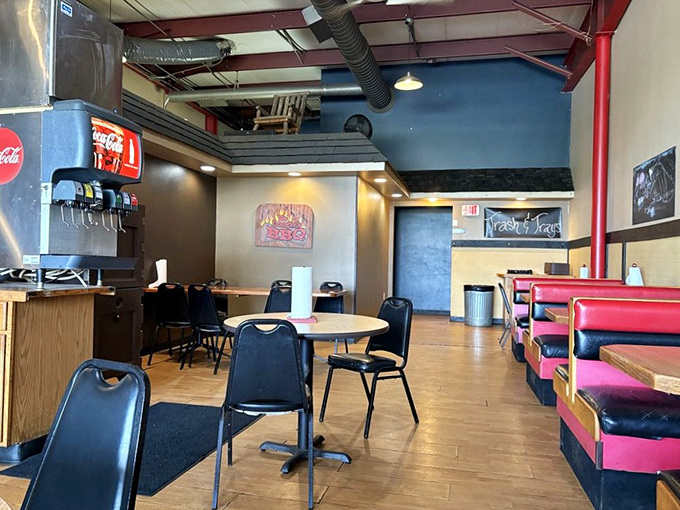 No-frills dining at its finest. Red booths and simple tables say, "We put our energy into the food, not fancy furniture"—exactly as it should be.