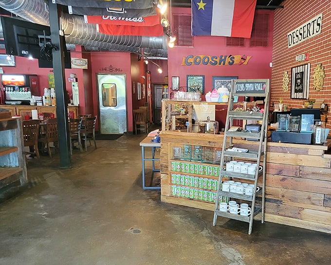 Step inside and the Louisiana vibe hits you immediately. Red walls, French flags, and that unmistakable "you're about to eat really well" feeling.