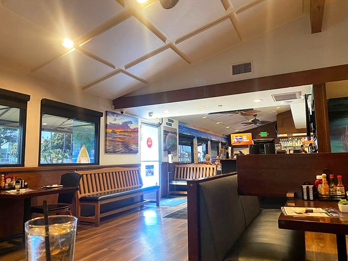 Inside, wooden booths and surfing memorabilia create that perfect "I've discovered something special" vibe that keeps locals coming back.