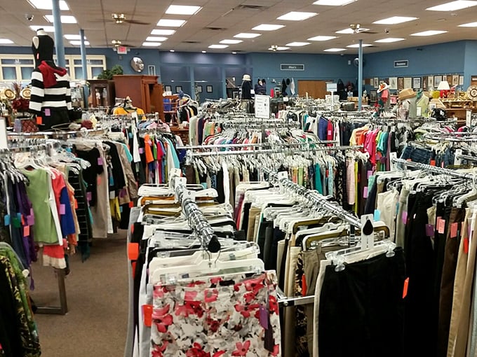 Rack after colorful rack stretches toward the horizon like a bargain hunter's mirage. This isn't shopping—it's an expedition.