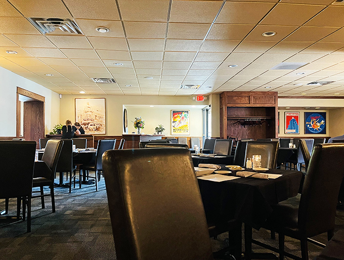 Classic steakhouse elegance meets Midwest comfort in this dining room where every table feels like the best seat in the house.