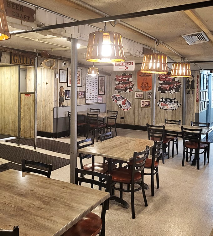 Inside, wooden paneling and basket lamps create that perfect "I've discovered a local gem" atmosphere. No white tablecloths needed when the food's this good.