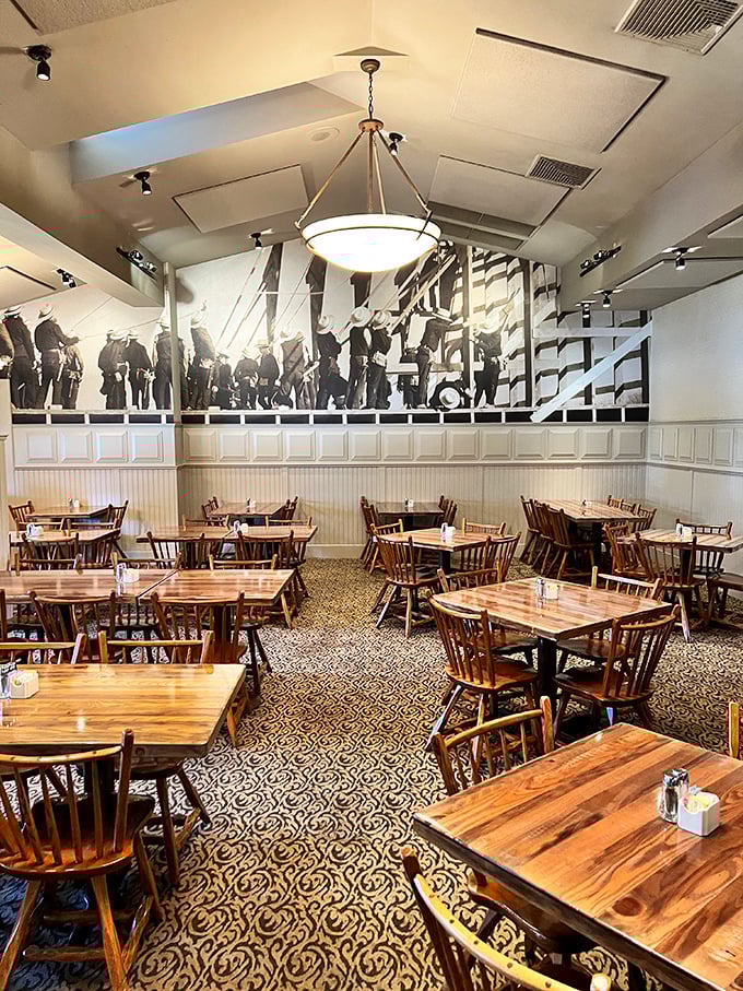 Step inside to a world of wooden tables, historical photographs, and the promise of Pennsylvania Dutch abundance. The dining room whispers "pace yourself" – advice you'll soon ignore.