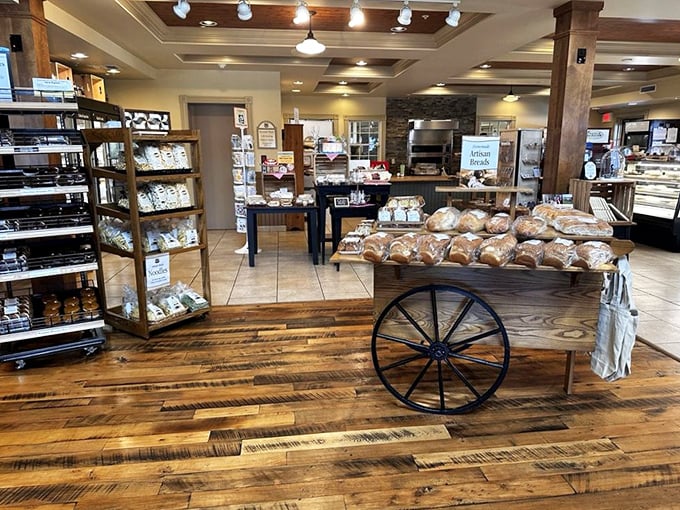 Rustic wooden floors and wagon wheel displays aren't just for show—they're the perfect backdrop for the impending sugar-induced euphoria awaiting customers.