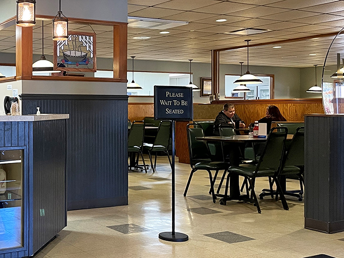Inside, the classic American diner aesthetic isn't trying to impress Instagram—it's busy perfecting the art of making you feel instantly at home.