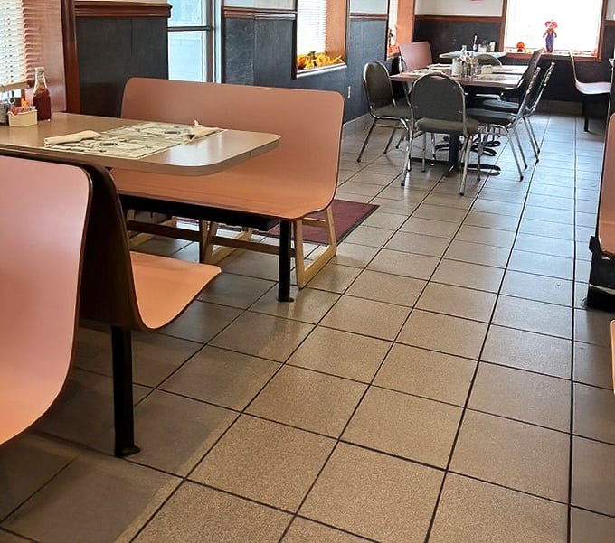 Classic diner booths await inside Mary's—where conversations flow as freely as the coffee, and breakfast dreams come true without fancy pretense.