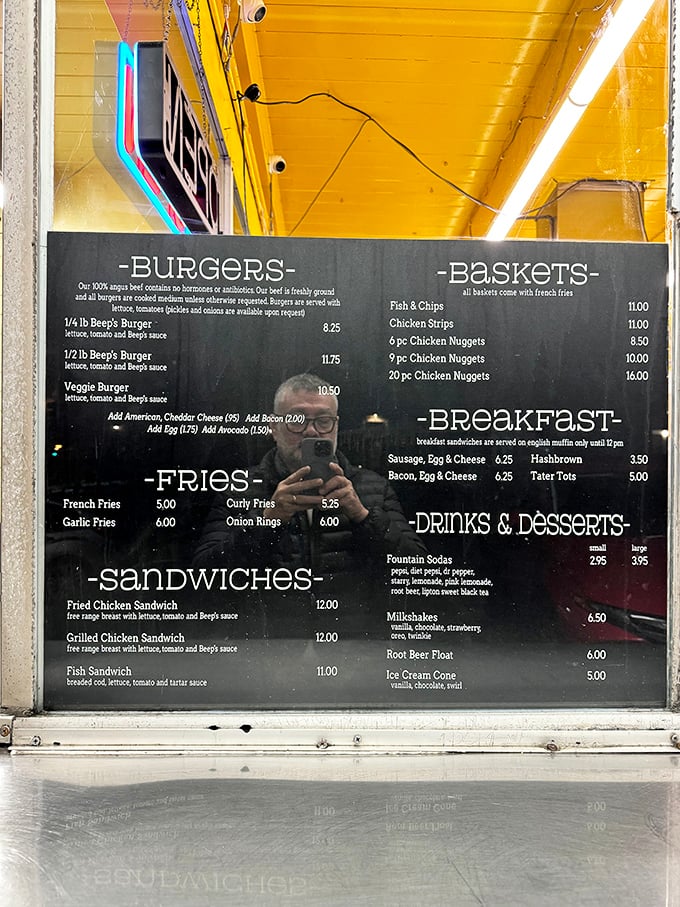 No frills, all thrills—this straightforward menu board is the roadmap to happiness for the indecisive and the burger aficionado alike.