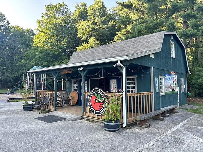 This charming blue barn isn't hiding farm animals – it's the nature center, where Ohio's wild residents get their proper introduction.