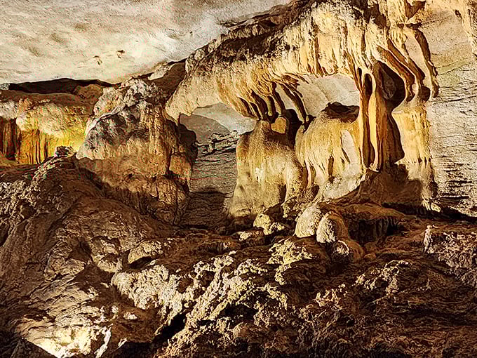 Mother Nature's sculpture garden unfolds in limestone. These flowing formations took millennia to create—talk about the ultimate slow art movement!