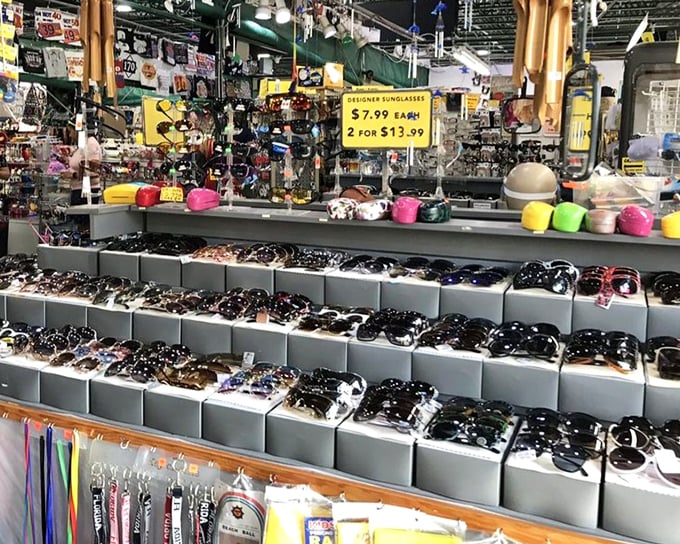 Sunglasses as far as the eye can see—which is ironic, since that's exactly what they're designed to protect. Florida sunshine meets its match here.