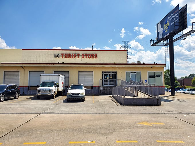 Last Chance Thrift Store's no-frills exterior hides a warehouse wonderland inside. Don't judge this book by its cover!