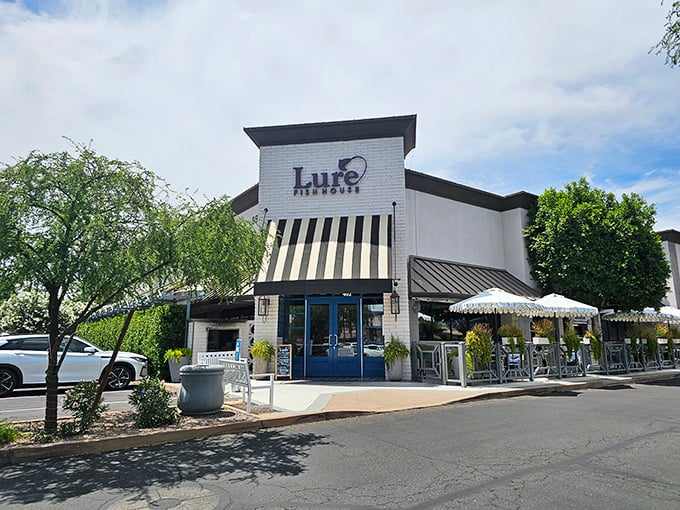 Lure's crisp white brick exterior and classic awning whisper "fresh catch" before you even look at the menu.