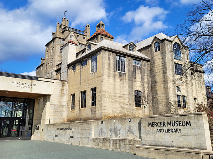 The Mercer Museum stands like a medieval castle dropped into suburban Pennsylvania. Inside lurks a treasure trove of pre-electric curiosities.