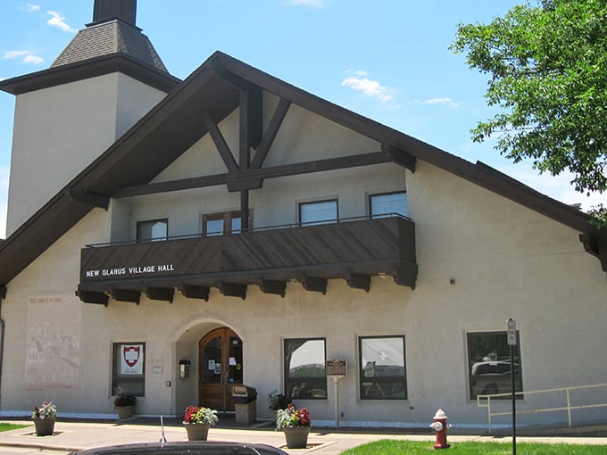 New Glarus Village Hall looks like it was plucked straight from the Swiss Alps and dropped into America's Dairyland.