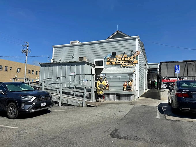 Phil's Fish Market looks like it was plucked from a New England postcard and dropped on California's coast. Seafood paradise in weathered wood!