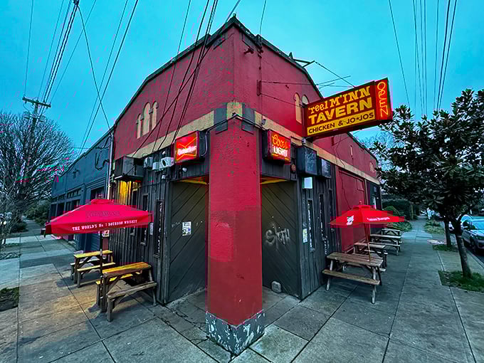 Reel M Inn's weathered brick exterior hides Portland's worst-kept secret – fried chicken worth writing home about.