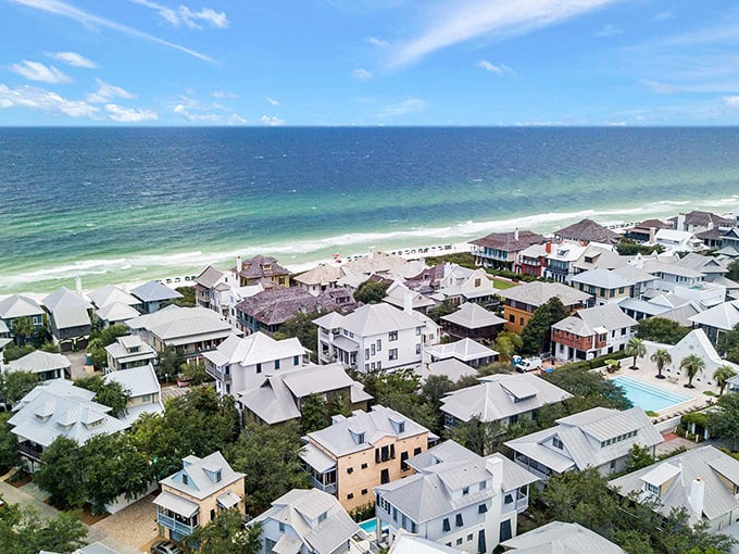 Rosemary Beach's architectural wonderland meets emerald waters. Like a Mediterranean village took a Florida vacation.