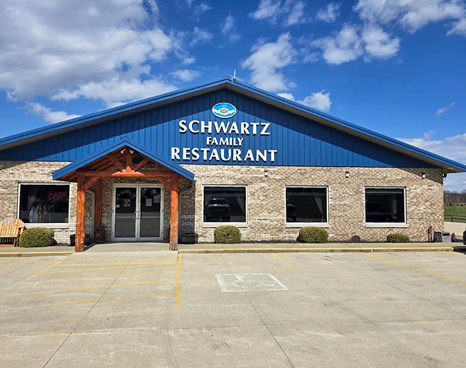 Schwartz Family Restaurant: With its striking blue roof and stone facade, this place looks like the superhero headquarters of comfort food. Kryptonite to diets everywhere!
