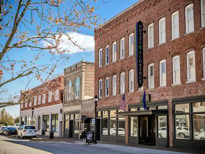 Brick facades and blue skies create Florence's postcard-perfect downtown, where retirement savings and quality of life live in harmony.