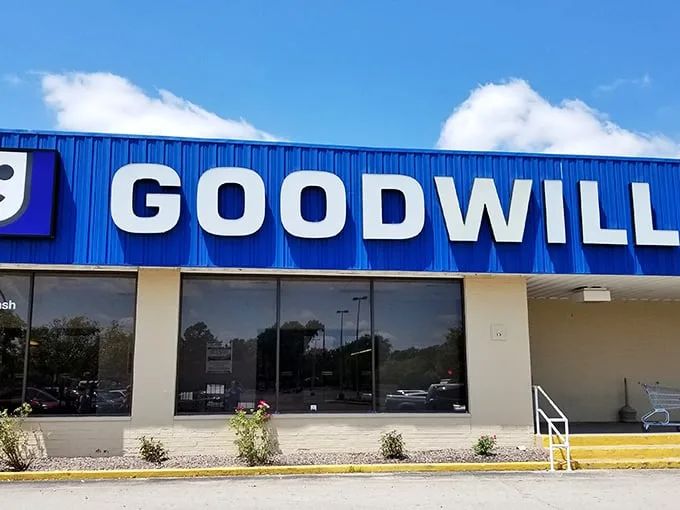 Blue skies, blue building, endless possibilities. Springfield's Goodwill is where budget-friendly dreams come true.