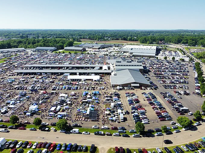Aerial view of bargain heaven! Just imagine the treasures waiting to be discovered in this sprawling shopper's paradise.