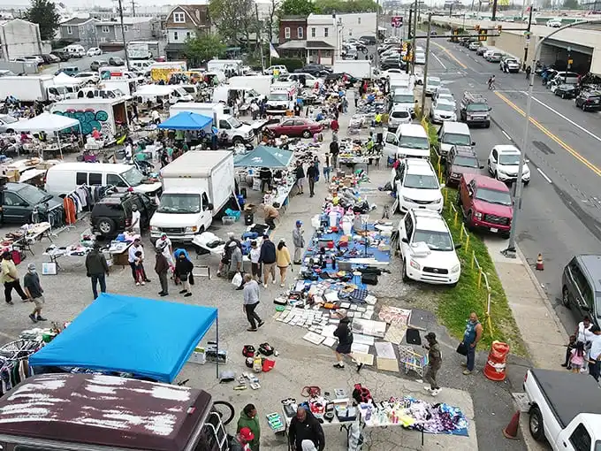 Like a small city of stuff! Vendors and shoppers create pathways through this massive marketplace where anything might be found.