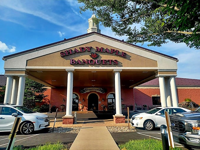 Shady Maple's grand entrance promises a feast of epic proportions. It's the Disneyland of buffets!