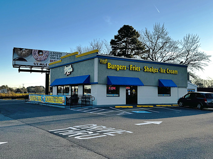 Simple storefront, extraordinary flavors – this roadside gem proves great burgers don't need fancy packaging.