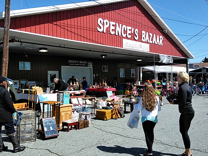 Treasure hunters examine their potential finds at Spence's, where one person's castoffs become another's prized possessions.