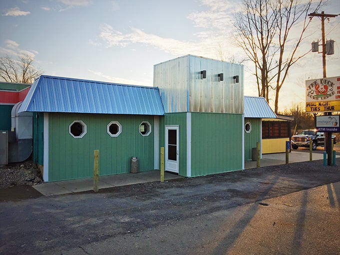 Those round windows aren't just for show – they're portholes to a seafood adventure in landlocked Michigan.