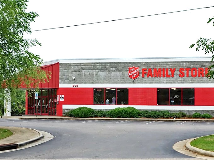 Salvation Army's clean lines and vibrant red exterior make this thrift store impossible to miss. A veritable department store of pre-loved possibilities.