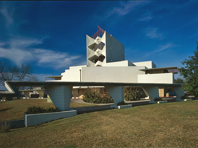 Frank Lloyd Wright's Annie Pfeiffer Chapel looks like it landed from the future, despite being built decades ago – architectural time travel at its finest.