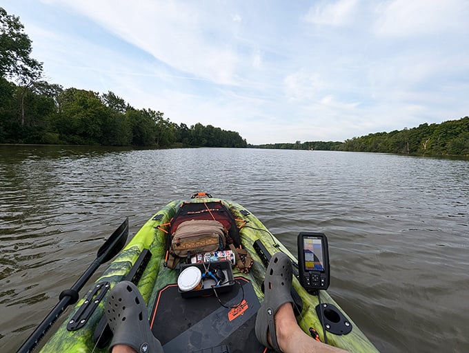 A kayaker's perspective – that moment when you realize the office email can wait because this view certainly won't.