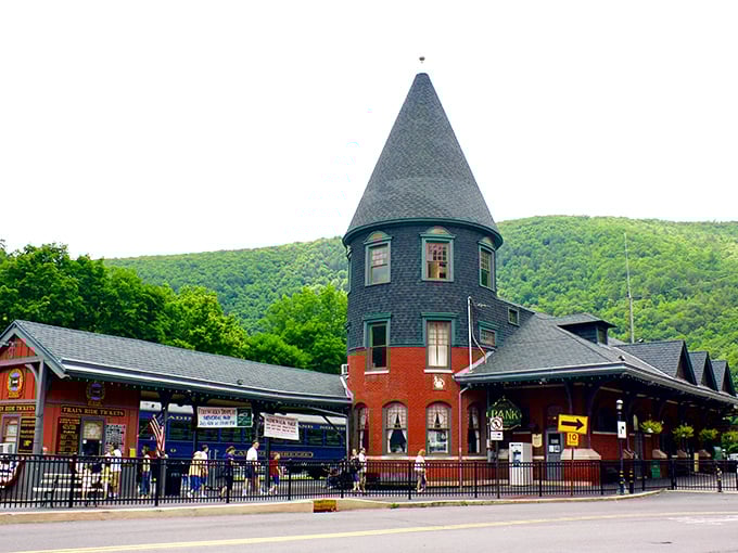 The iconic red station tower welcomes visitors like a Victorian-era time machine, complete with vintage charm and that "you've arrived somewhere special" feeling.