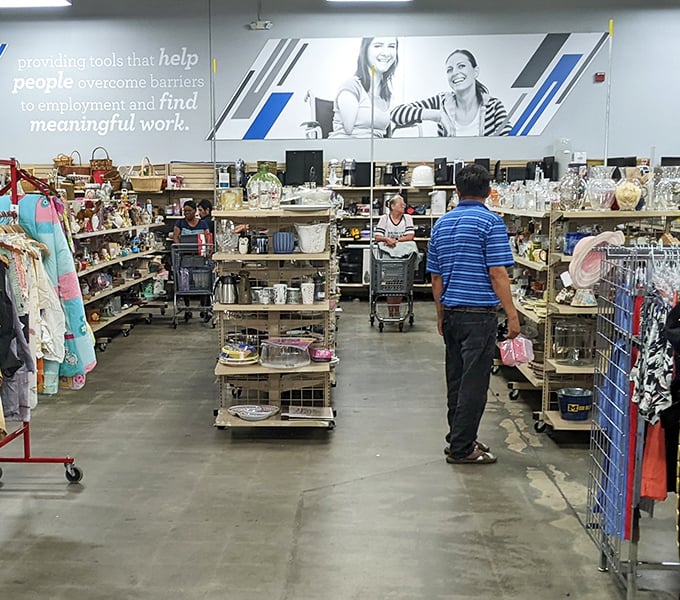 The housewares section is where kitchen dreams come true. One person's forgotten serving dish becomes another's conversation-starting centerpiece at next week's dinner party.