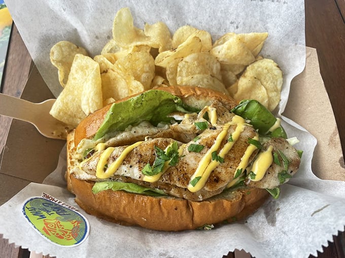 This isn't just a fish sandwich—it's edible architecture where every layer plays its part perfectly in the seafood symphony.