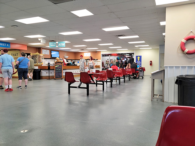 Every successful treasure expedition needs a refueling station. The food court offers no-frills sustenance for shoppers who've worked up an appetite hunting bargains.