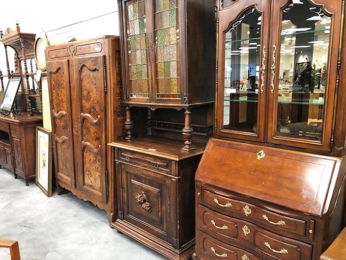 These aren't just antique furniture pieces; they're time machines with drawers. Each wooden curve tells stories of dinner parties past.