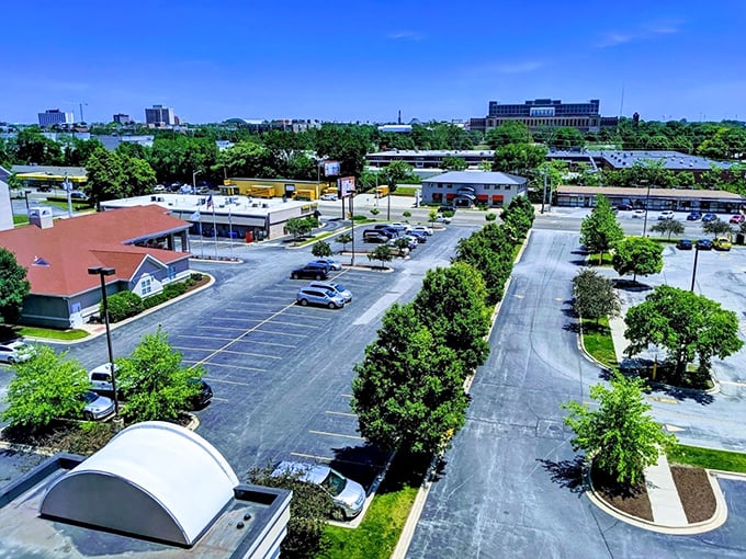 A bird's-eye view of Champaign reveals its perfect balance – enough parking to avoid urban anxiety, enough greenery to remind you you're in the heartland.