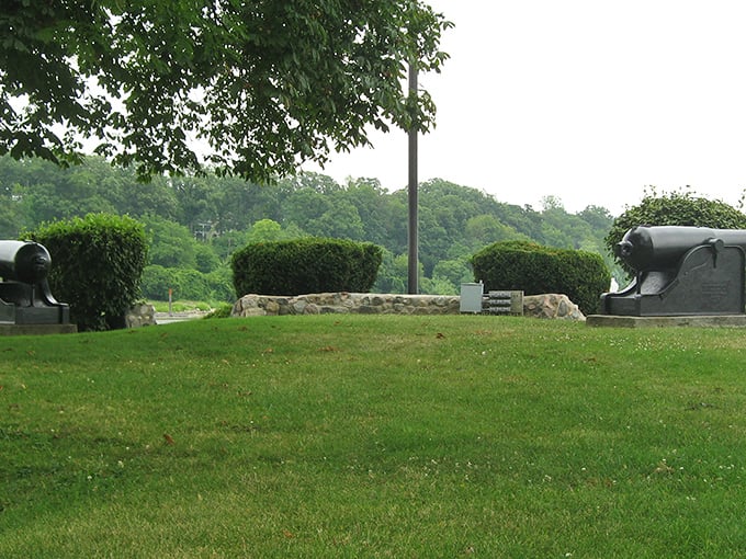These historic cannons at Fort Defiance Park aren't just for show—they're silent storytellers of a frontier past that shaped this peaceful riverside community.