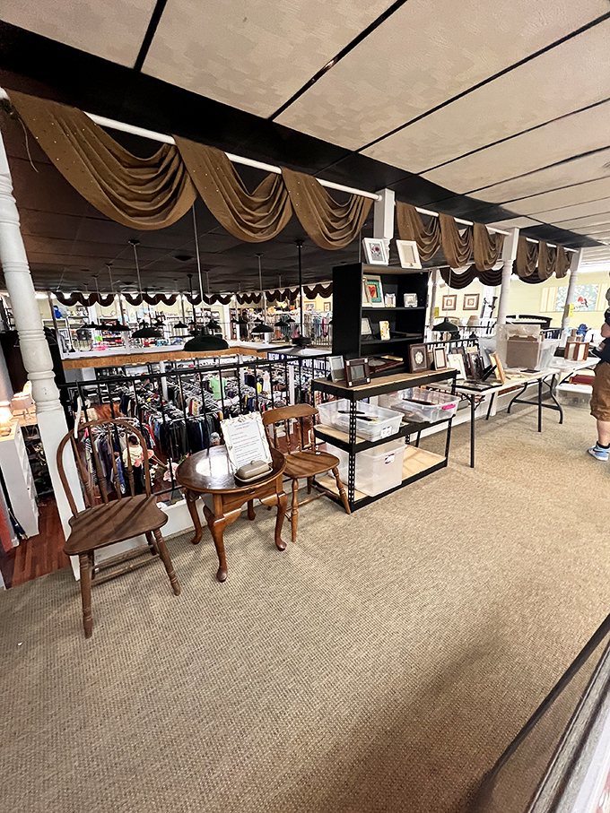Step inside and discover a wonderland of pre-loved treasures arranged with surprising care and organization—no archaeological digging required!