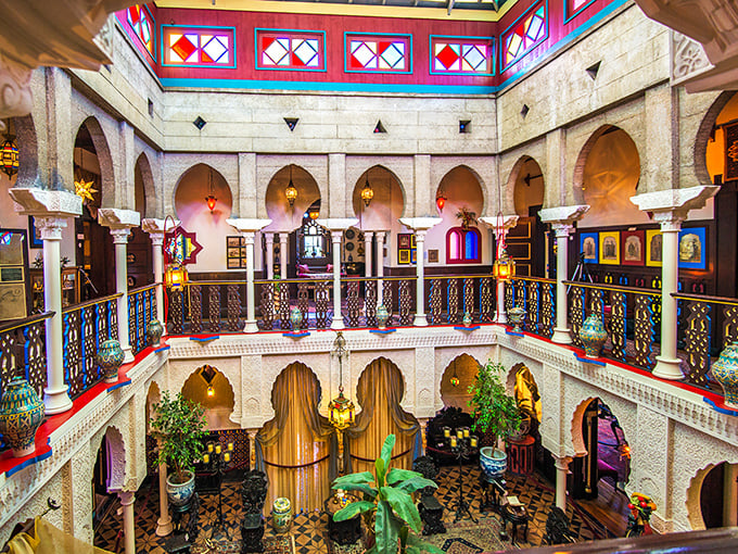 The breathtaking central court reveals multiple levels of Moorish splendor, where intricate arches frame a view that would make Granada jealous.