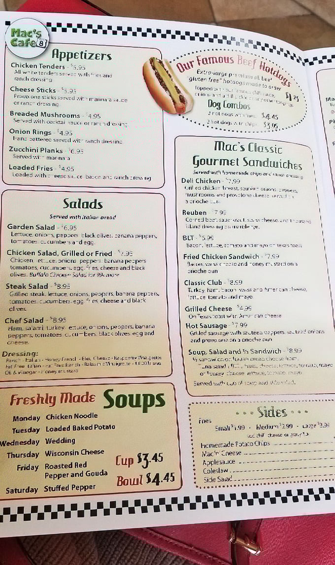 A menu that reads like comfort food poetry – daily soups, classic sandwiches, and sides that make decision-making the hardest part of your visit.