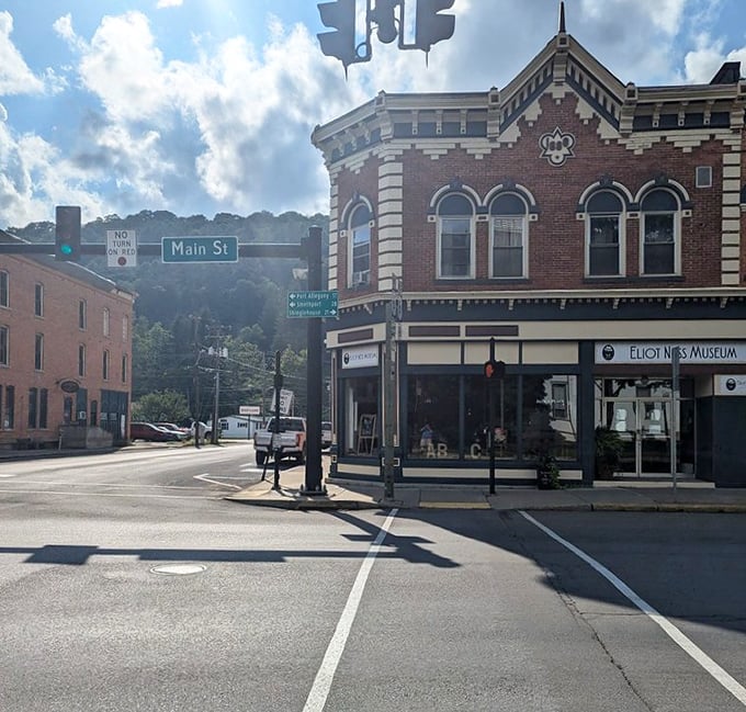 The Eliot Ness Museum sits at the corner of Main Street, proof that even famous G-men couldn't resist Coudersport's small-town allure.