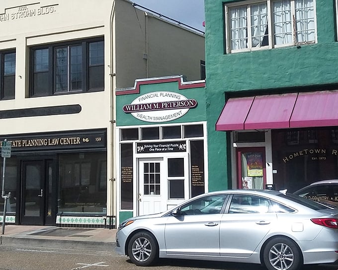 Financial planning offices housed in colorful historic buildings – where modern practicality meets Gold Rush architecture in perfect small-town harmony.