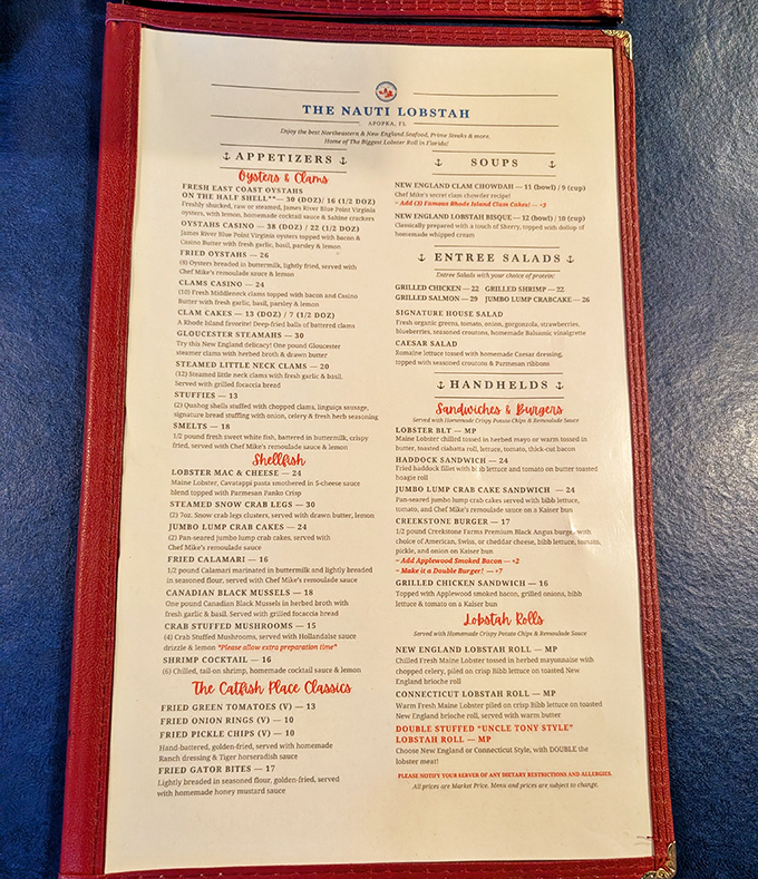 This menu isn't just a list—it's a maritime adventure waiting to happen. Each item promises a vacation for your taste buds.
