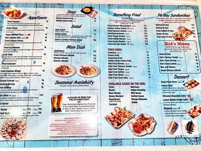 This isn't just a menu—it's a roadmap to happiness. Notice how "Something Fried" gets its own dedicated section? That's the kind of priority-setting I can respect.